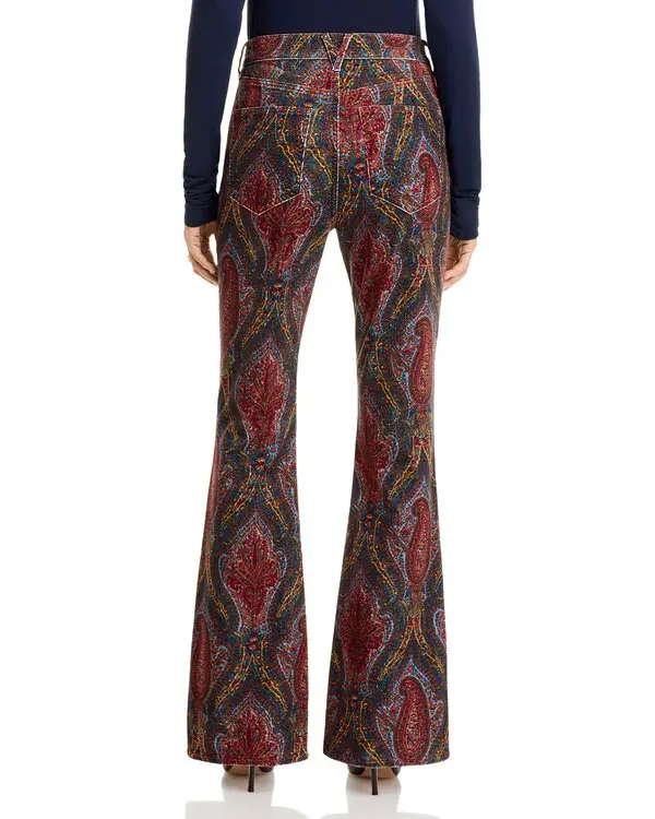 Veronica Beard Beverly High Rise Flare Jeans In Paisley Cord