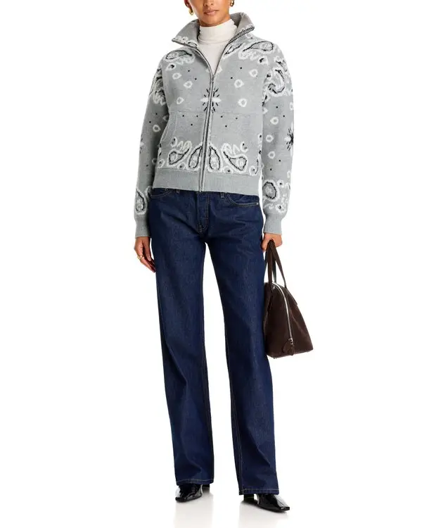 Line & Dot Rio Paisley Print Zip Sweater