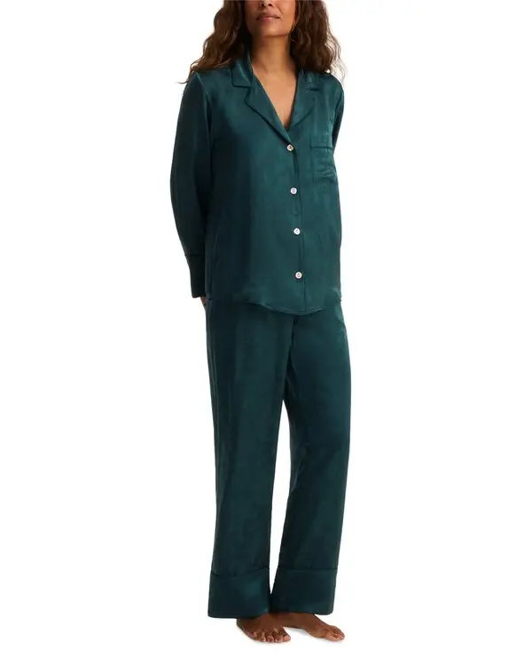 PETITE PLUME Silk Jacquard Pajama Pants Set