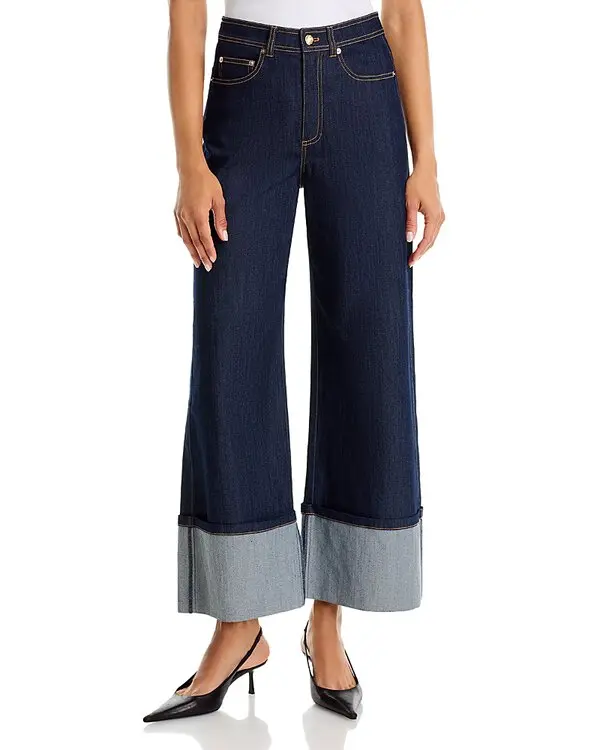 Cinq À Sept Cuffed Betsy High Rise Wide Leg Jeans