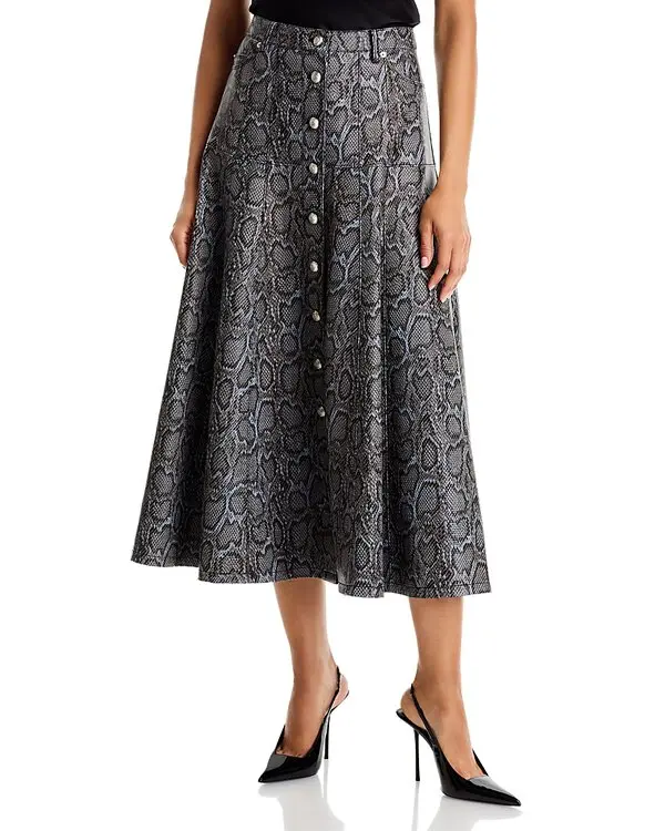 Cinq À Sept Veena Snake Print Midi Skirt