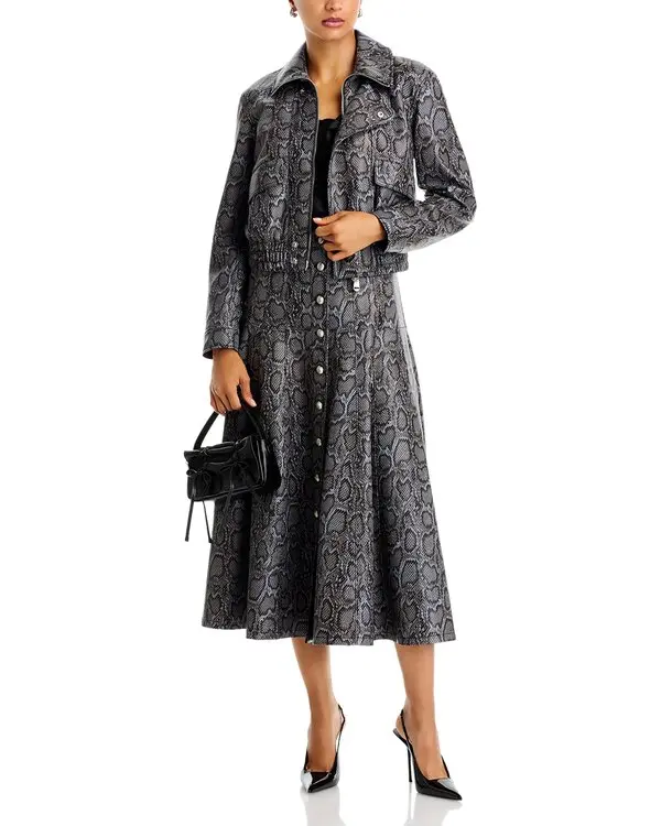 Cinq À Sept Veena Snake Print Midi Skirt