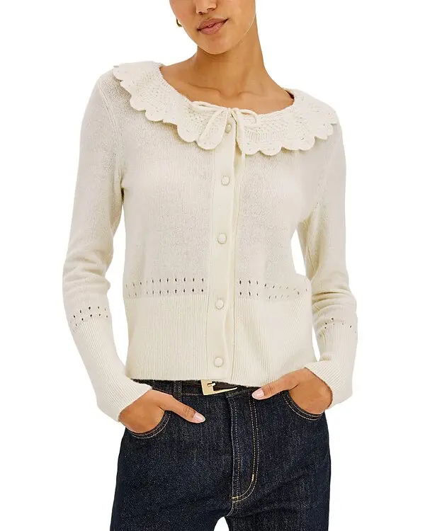 Rails Wendy Cotton, Wool & Cashmere Blend Scalloped Collar Cardigan - Ivory