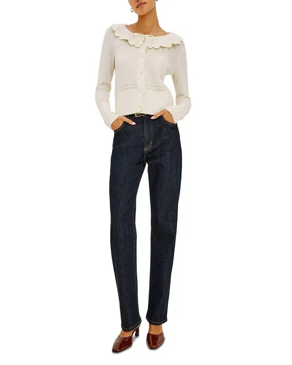 Rails Wendy Cotton, Wool & Cashmere Blend Scalloped Collar Cardigan