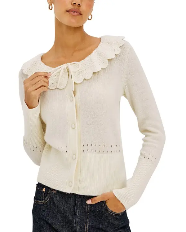 Rails Wendy Cotton, Wool & Cashmere Blend Scalloped Collar Cardigan