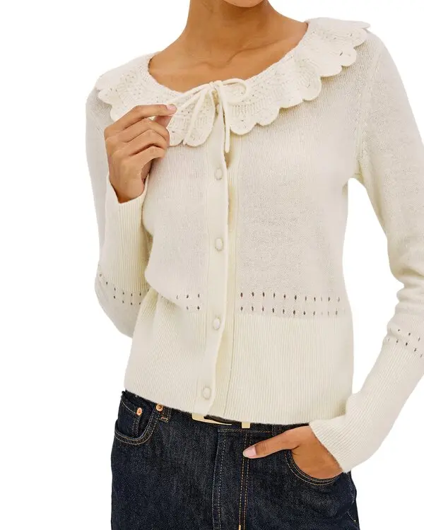 Rails Wendy Cotton, Wool & Cashmere Blend Scalloped Collar Cardigan