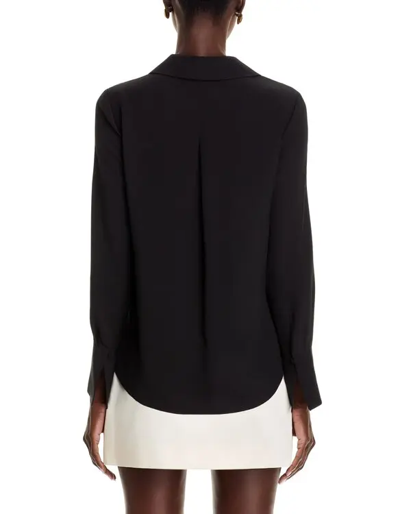 Kobi Halperin Aliza Silk Collared Long Sleeve Blouse - Black
