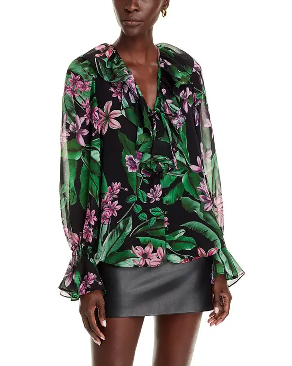 Kobi Halperin Hadley Floral Print Ruffle Blouse