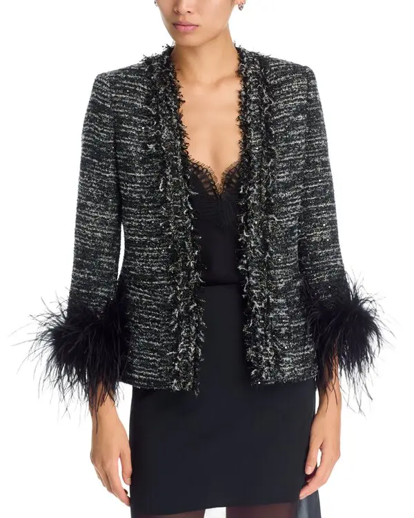 UNGARO Adley Feather Trim Jacket