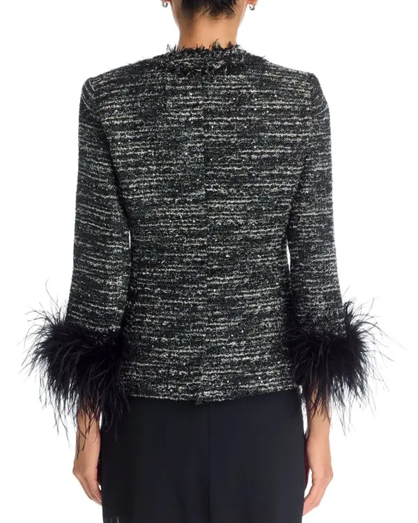 UNGARO Adley Feather Trim Jacket