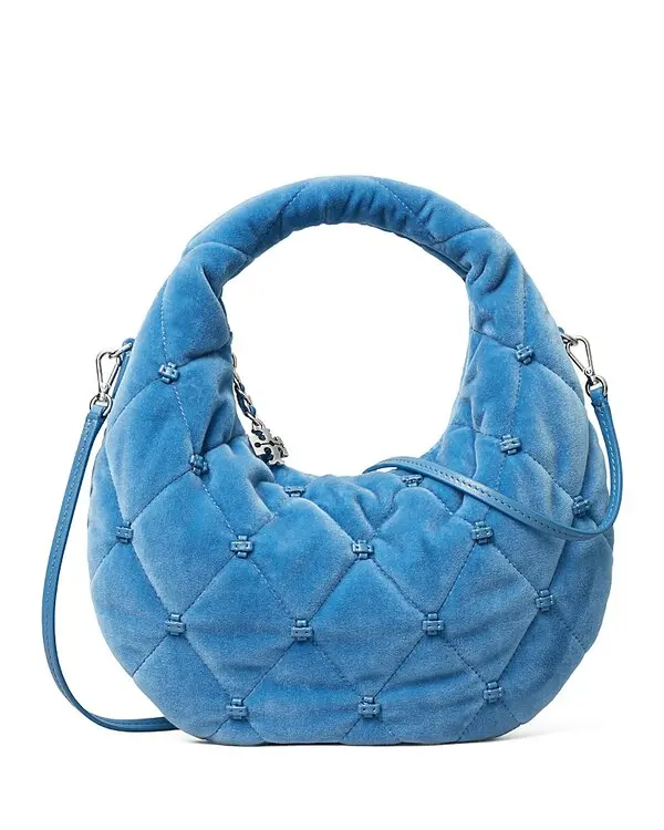 Tory Burch Bunny Knot Velvet Convertible Crescent Bag