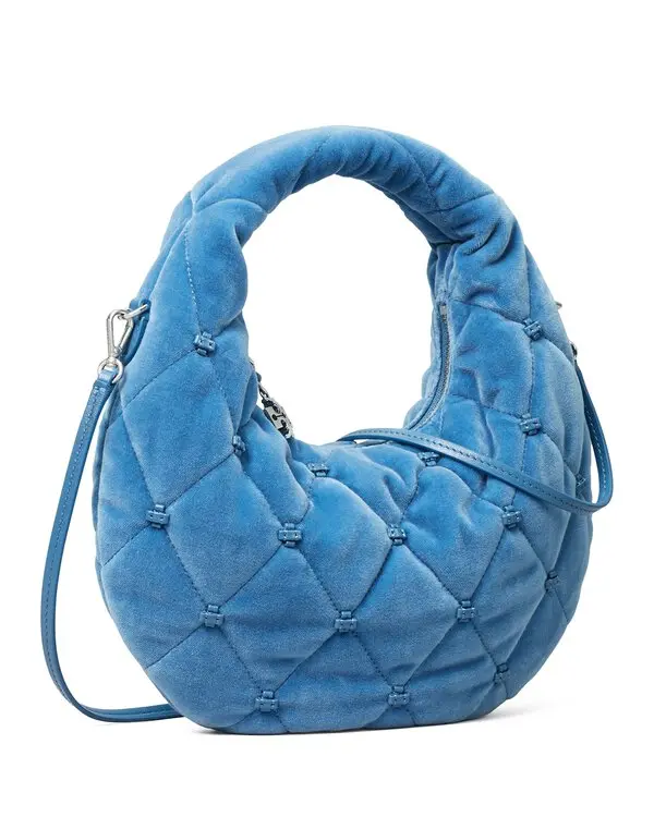 Tory Burch Bunny Knot Velvet Convertible Crescent Bag