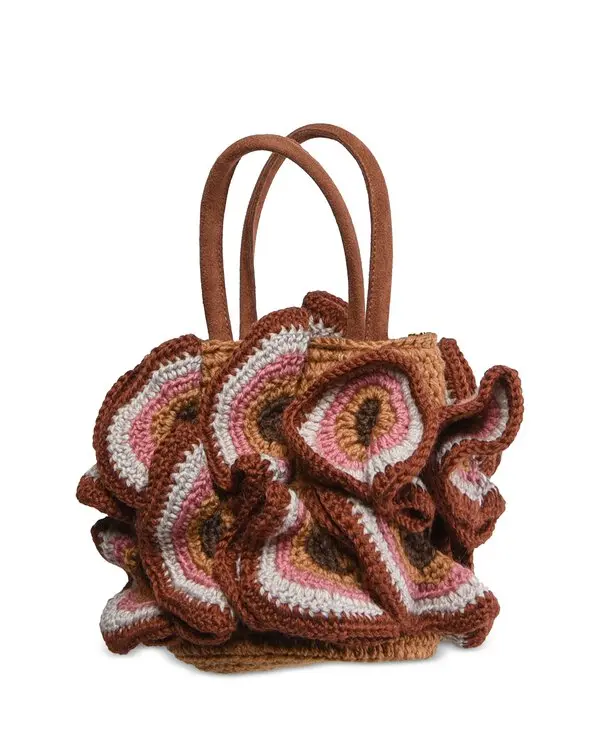 Farm Rio Crochet Flower Wool Handbag