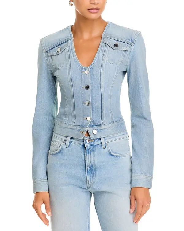 HAIKURE Cameron Cotton Collarless Denim Jacket