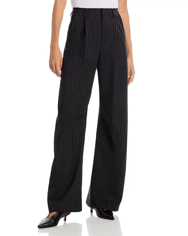 MAISON MARGIELA Pinstripe Canvas Wide Leg Pants - Grey