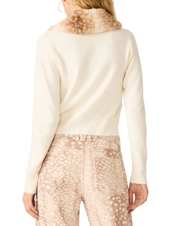 Steve Madden Jadie Faux Fur Collar Cardigan