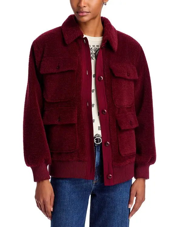 The Great. The Patch Pocket Plush Teddy Fleece Jacket