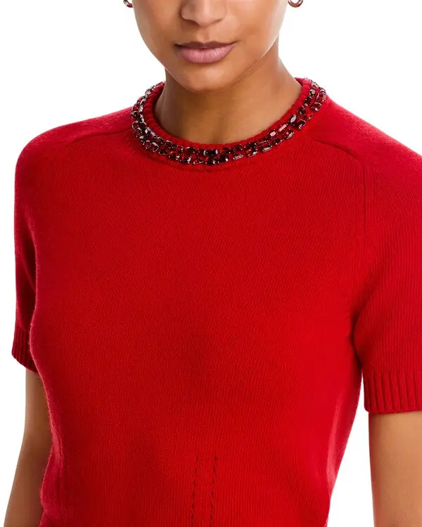 Rag & Bone Bonnie Embellished Crewneck Short Sleeve Sweater