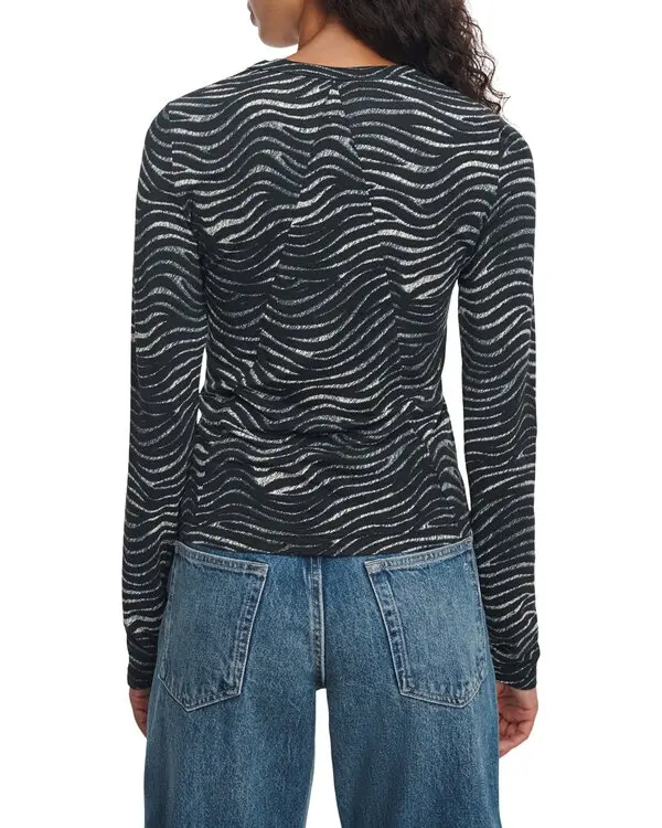 Rag & Bone Luca Zebra Print Fitted Long Sleeve Tee