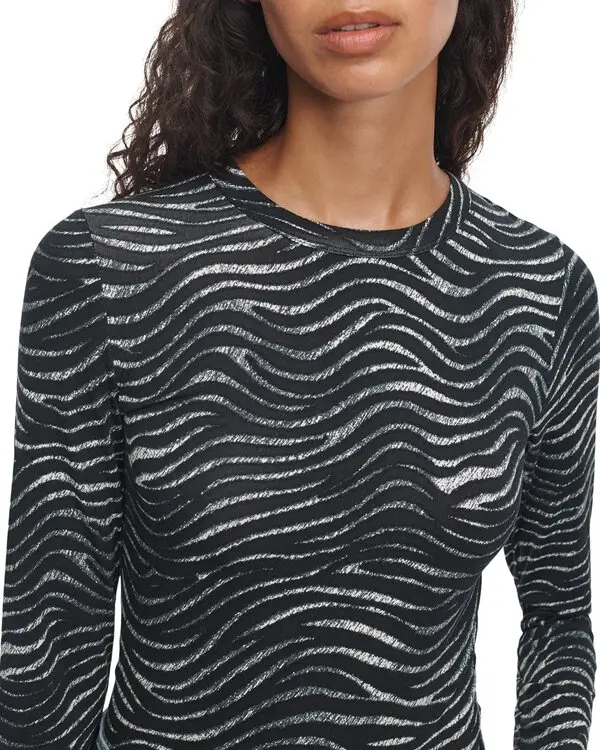 Rag & Bone Luca Zebra Print Fitted Long Sleeve Tee