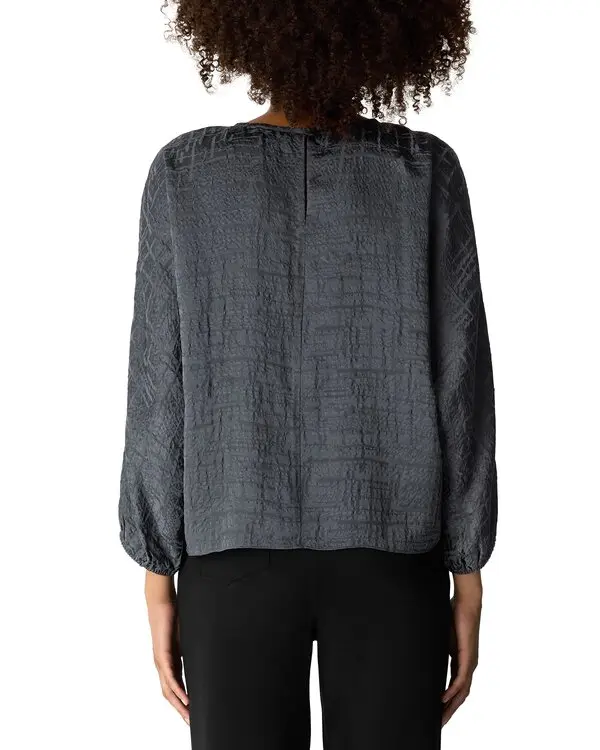 Eileen Fisher Silk Jacquard Dolman Sleeve Top