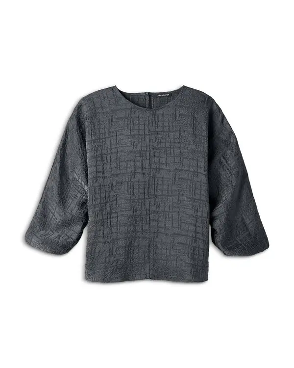 Eileen Fisher Silk Jacquard Dolman Sleeve Top