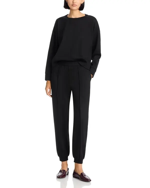 Eileen Fisher Lightweight Ponte Ankle Jogger Pants - Black