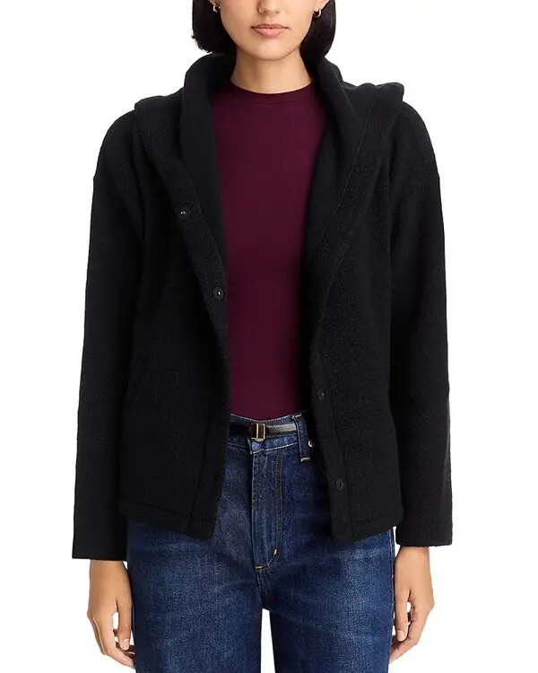 Eileen Fisher Boucle Hooded Boxy Jacket - Black