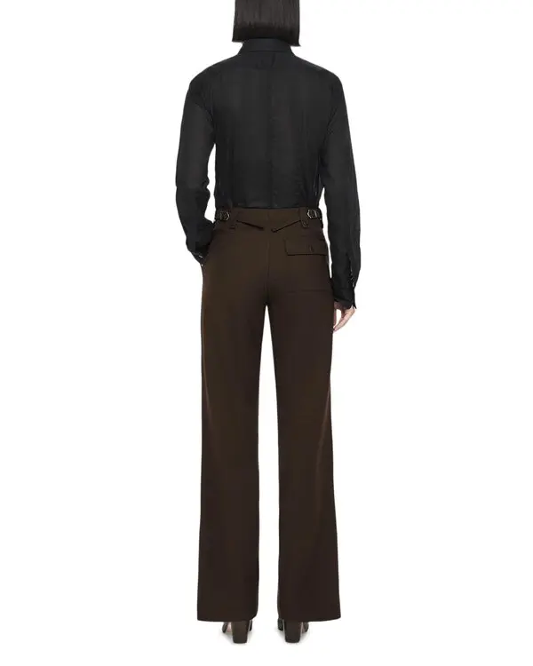 ALLSAINTS Calla Buckle Waist Buttoned Loop Pants - Brown