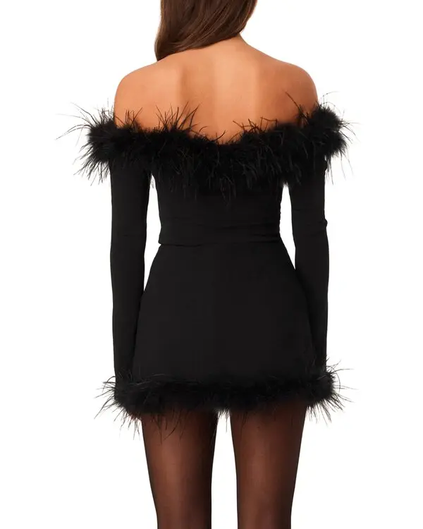 SNDYS. Penny Feather Embellished Off-the-shoulder Top