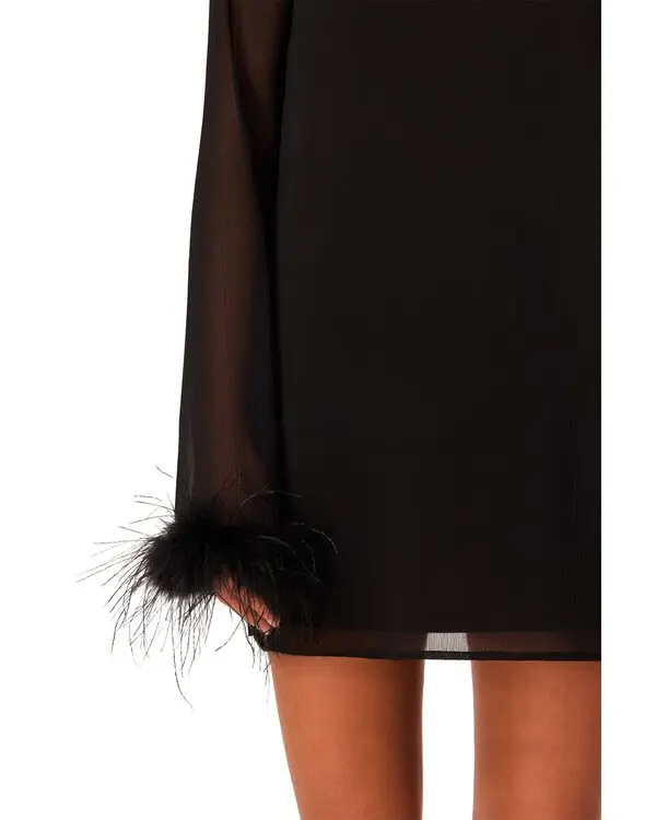 SNDYS. Gaia Feather Trim Mini Dress