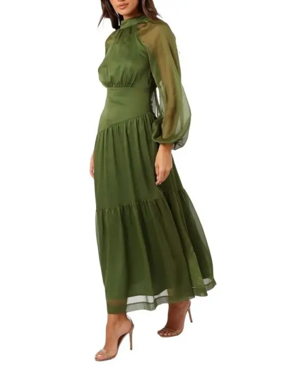 PETAL AND PUP Julip Sheer Long Sleeve Maxi Dress