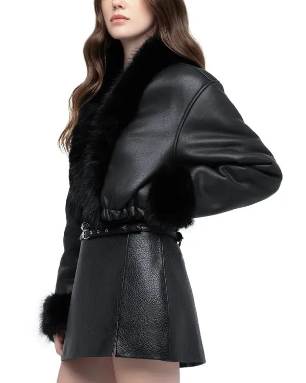 Blanknyc Faux Fur & Faux Leather Cropped Jacket