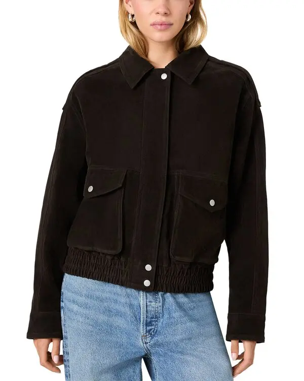 French Connection Spread Collar Zip Front Long Sleeve Jacket