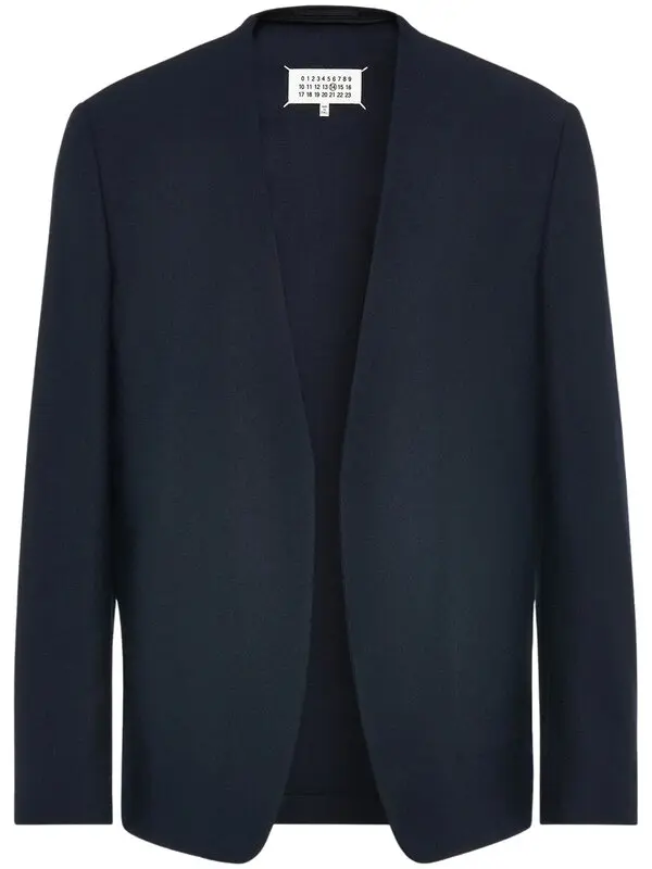 MAISON MARGIELA Tailored Wool Open Front Blazer - Navy