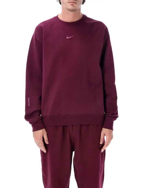 Nike Nocta-style Relaxed Crewneck Sweatshirt With Silicone Swoosh Logo - Viola