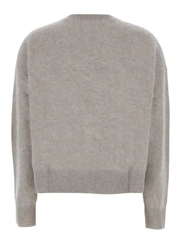 Soft Goat Soft Brushed Cashmere Sweater With Diamond Motif - Grey