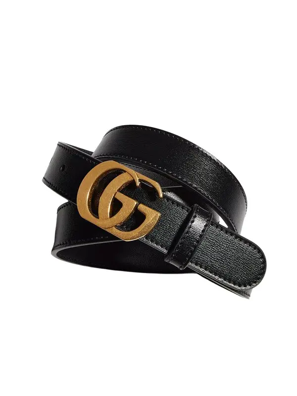 Gucci Double G Buckle Soft Leather Belt With Gold-tone Hardware - Nero