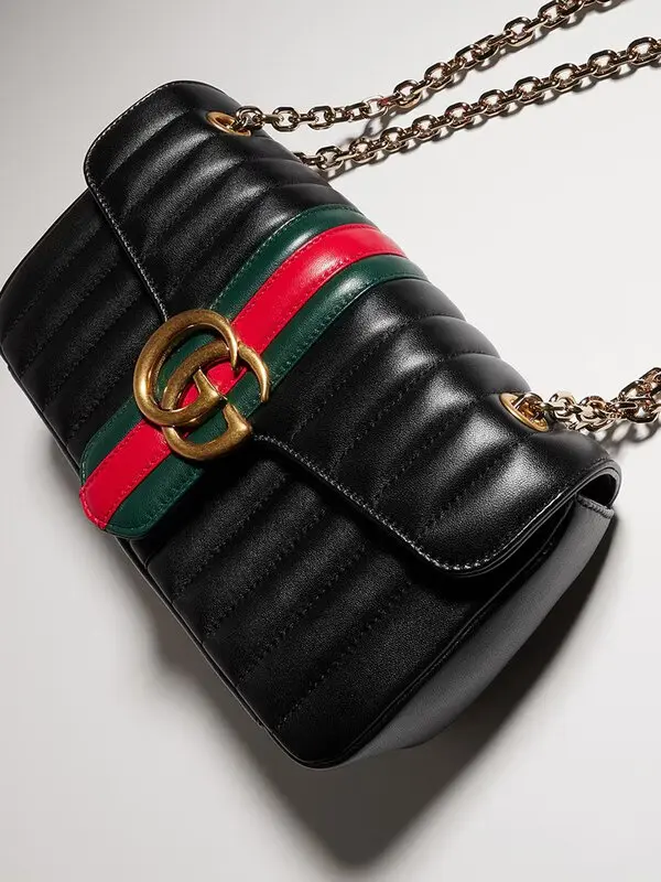 Gucci Double G Mini Matelassé Nappa Leather Crossbody & Top-handle Bag With Sliding Chain Strap - Nero