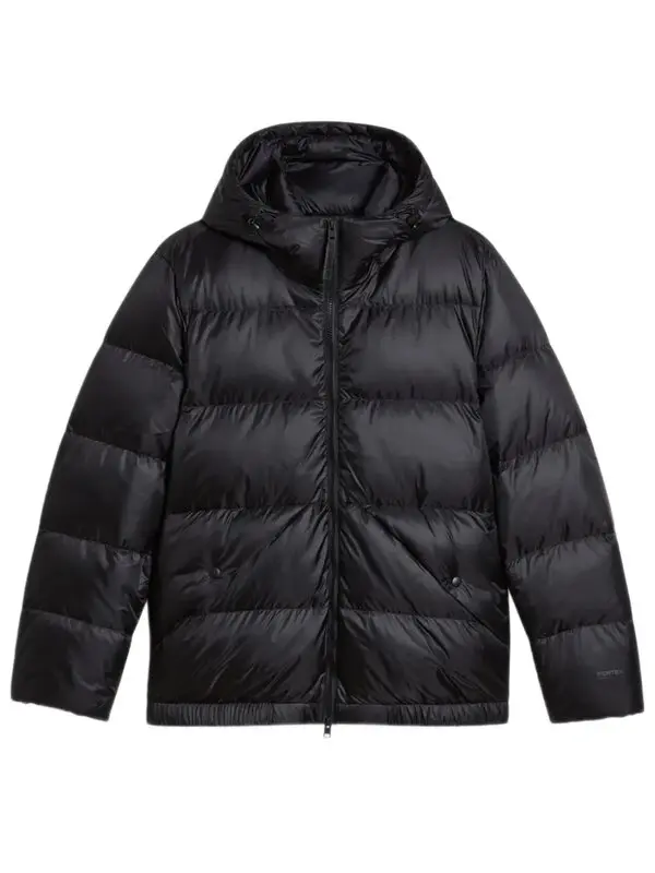 Woolrich Striped Quilted Hooded Jacket With Drawstring & Concealed Two-way Zip