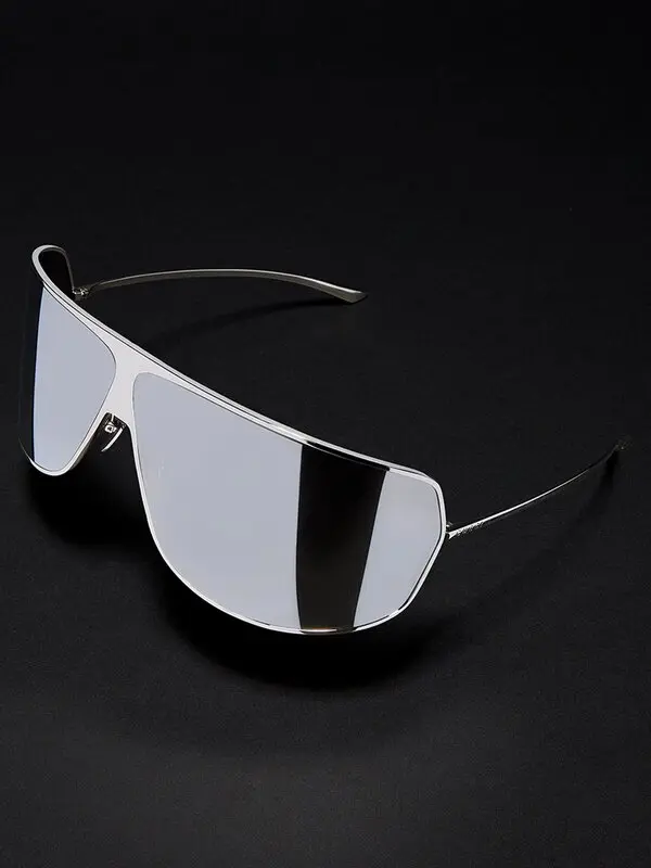 Gucci Mini Mirrored Lens Sunglasses With Embossed Temple Logo And Adjustable Nosepads - Argento