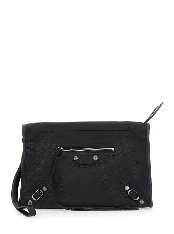 Balenciaga Genuine Grained Leather Mini Pouch Clutch