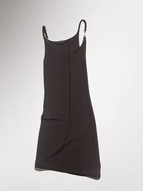 Gucci Horsebit Detail Scoop Neck Fitted Mini Dress - Marrone