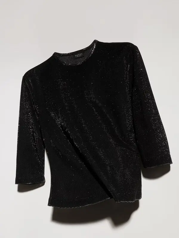 Gucci Iridescent Fluid Effect Mini T-shirt With Crewneck - Nero