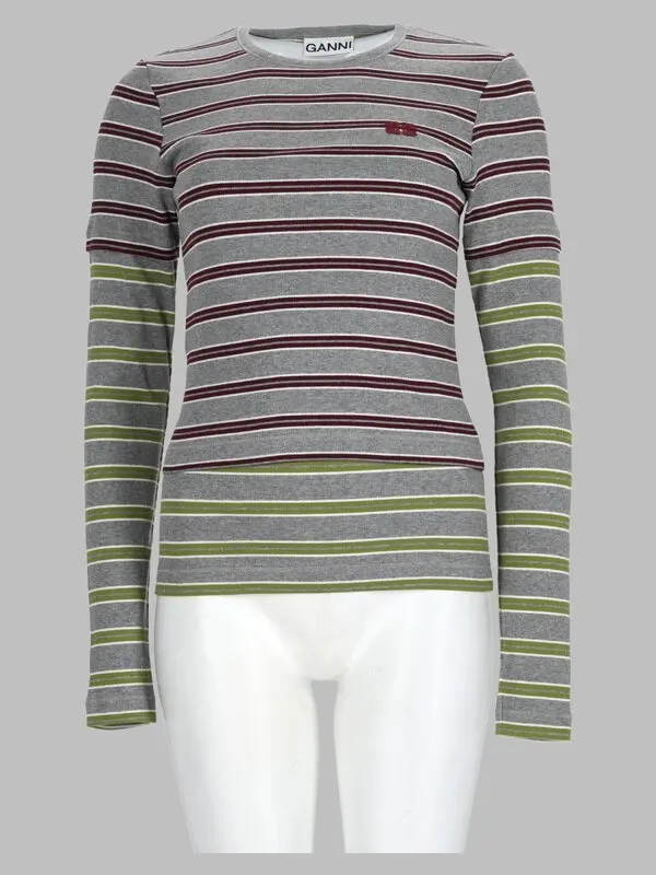 GANNI Organic Cotton & Elastane Fleece Sweatshirt - Grey
