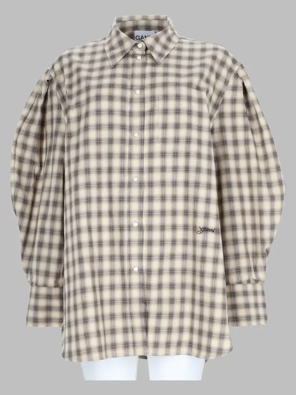 GANNI Organic Cotton Mini Shirt - Grey
