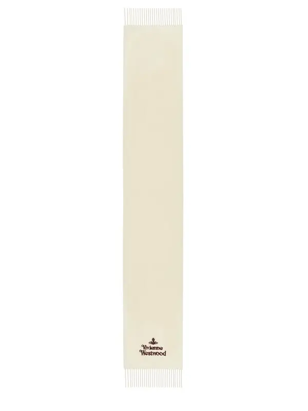VIVIENNE WESTWOOD Wool Logo Scarf - White