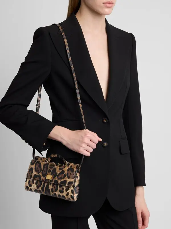 Dolce & Gabbana My Sicily Leopard-print Leather Top Handle Bag