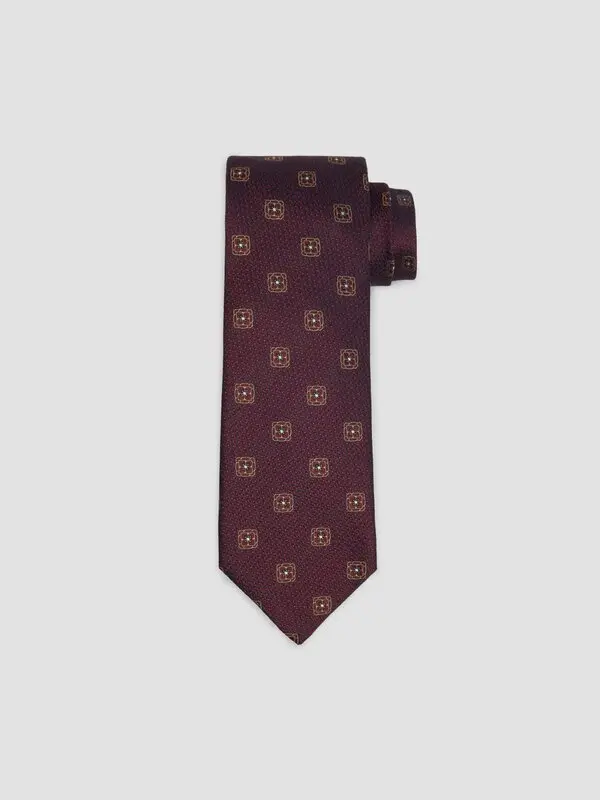 Canali Spaced Medallion Silk Tie - Bordeaux