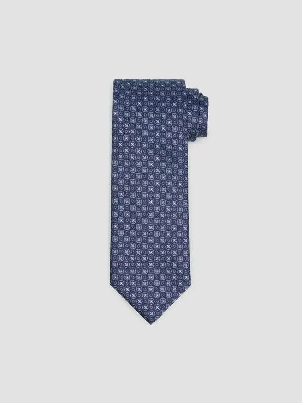 Canali Small Medallion Silk Tie - Blue
